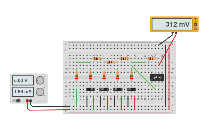Circuit design dac r2r - Tinkercad