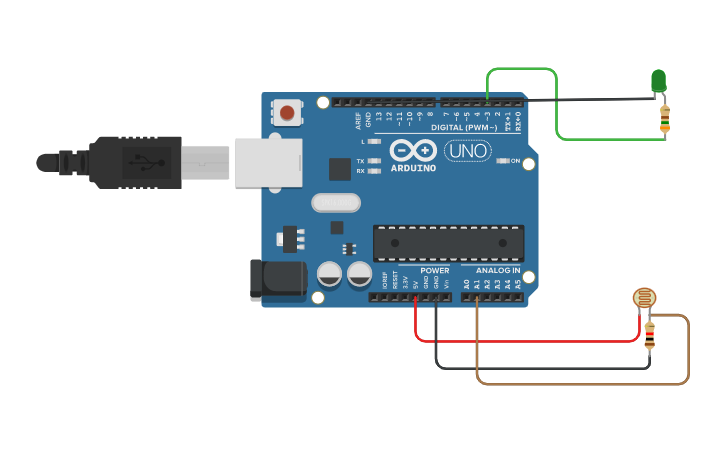 Circuit design code Ldr - Tinkercad