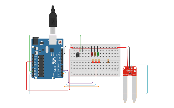 Circuit design sensore di umidità - Tinkercad