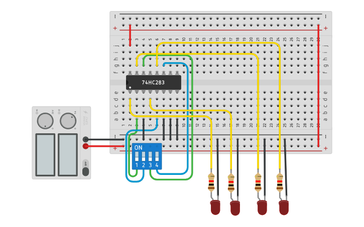 Circuit design BCD Excess-3 | Tinkercad