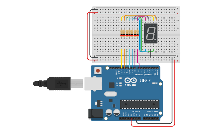 Circuit Design Cronômetro Regressivo Com Display De Sete Segmentos E Arduino Tinkercad