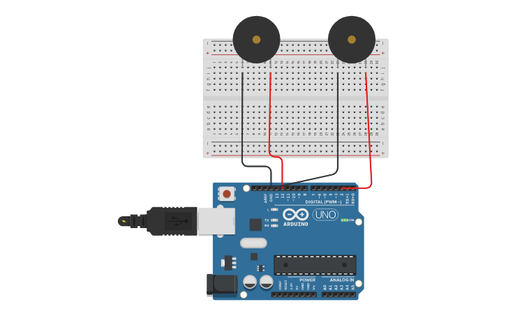 Circuit design Buzzer (own simulation) | Tinkercad