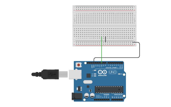 Circuit design 14 Red Laser Morse Code - Tinkercad