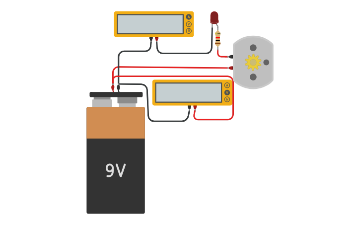 Circuit design MULTIMETER - LED,MOTOR - Tinkercad
