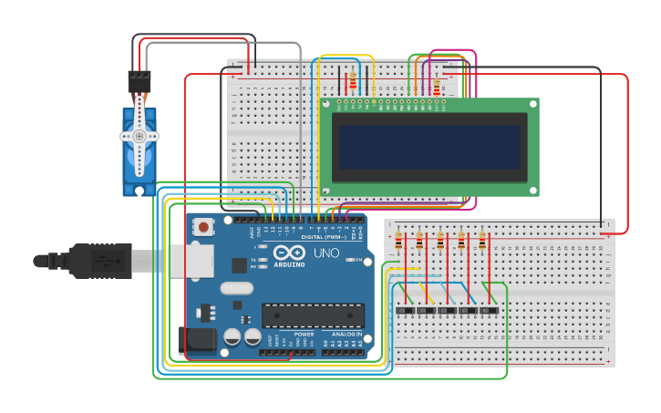 Circuit design PARQUEADERO - Tinkercad