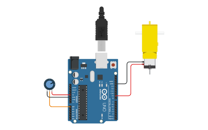 Circuit Design Potentiometer Control Of Motor Speed Tinkercad