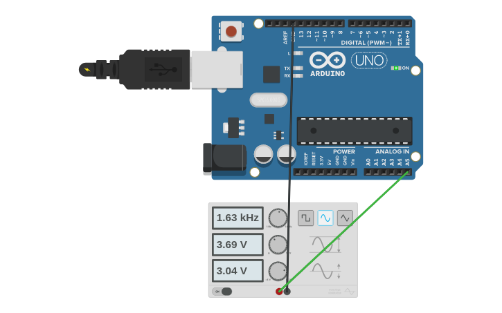 Circuit design Analog Input Osciloscope - ADC | Tinkercad