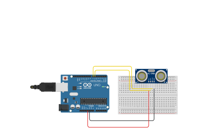 Circuit design Ultrasonic Sensor (distance) - Tinkercad