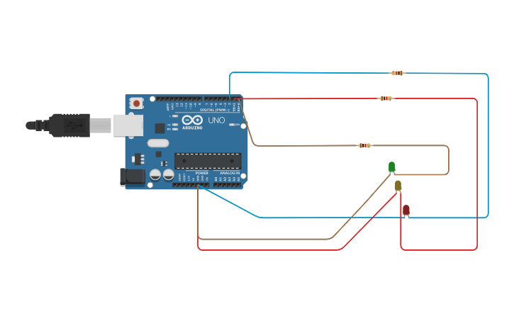 Circuit design semáforo arduino | Tinkercad
