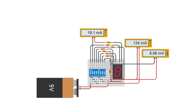 Circuit design Display 7 seg anodo_ligado como catodo - Tinkercad