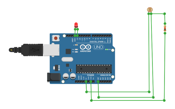Circuit design light sensitive sensor - Tinkercad