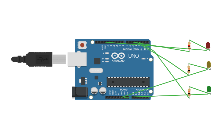 Circuit design Traffic Lights Simulation | Tinkercad