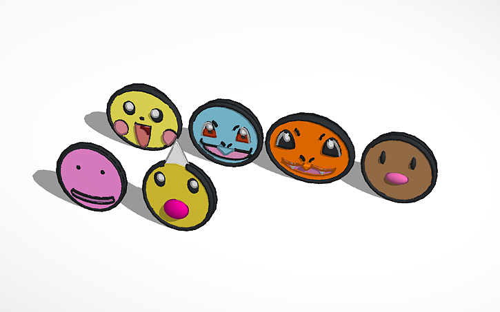 3D design 2D Pokemon Faces | Tinkercad