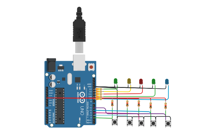 Circuit design LED_5Star | Tinkercad