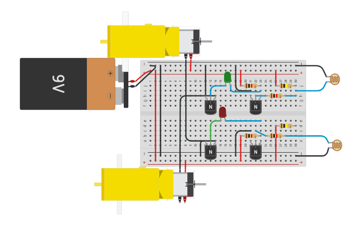 Circuit design Carro seguidor de luz - Tinkercad