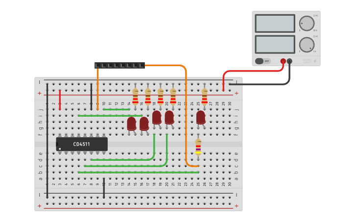 Circuit design CD4040 divisor de freq - Tinkercad