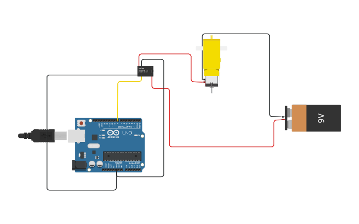 Circuit design Exp_28 RELAY SPDT | Tinkercad