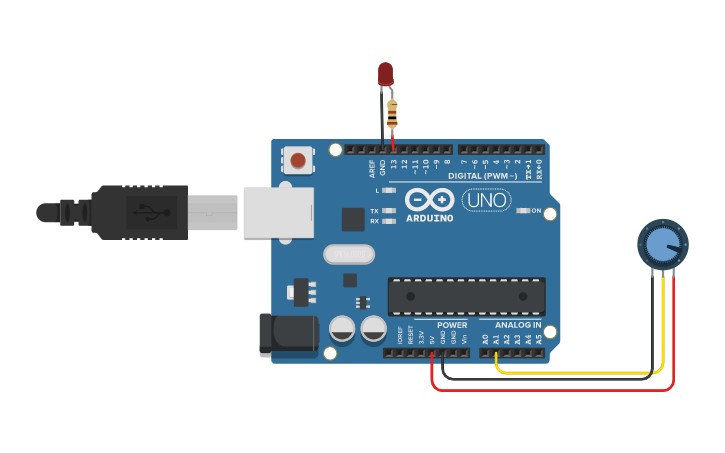 Circuit Design Blinking Led ~ Serial Monitor Tinkercad