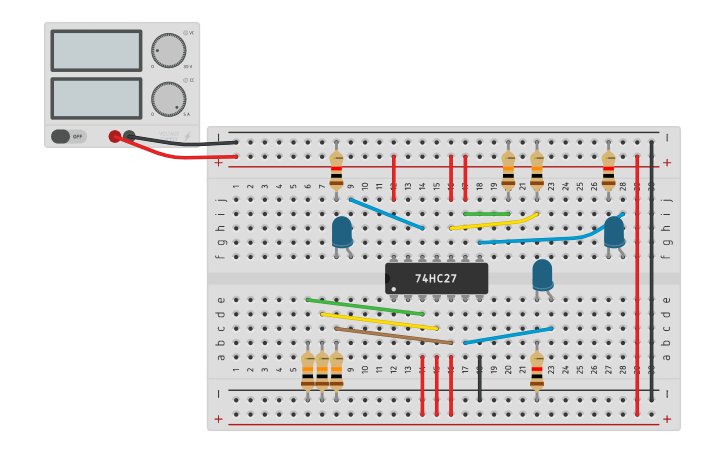 Circuit design 74hc27 | Tinkercad
