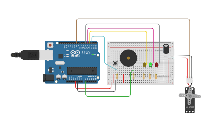 Circuit design SERVO-PIEZOELÉCTRICO - Tinkercad