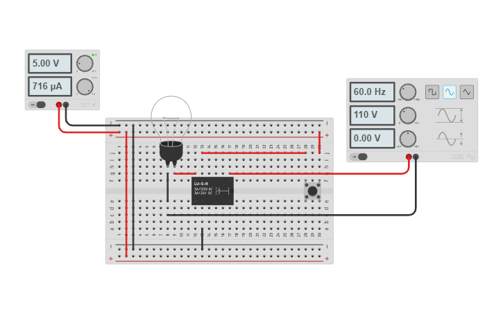 Circuit design Funcionamiento de Rele | Tinkercad