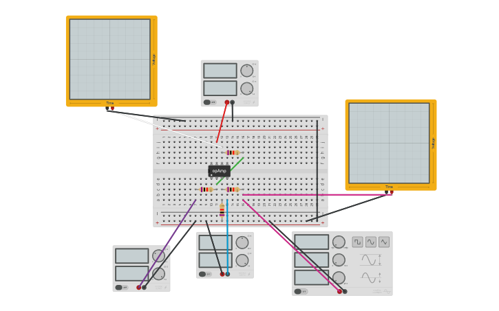 Circuit design differential op-amp - Tinkercad