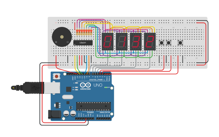 Circuit design Multiplexado Displays de 7 segmentos | Cronómetro ...