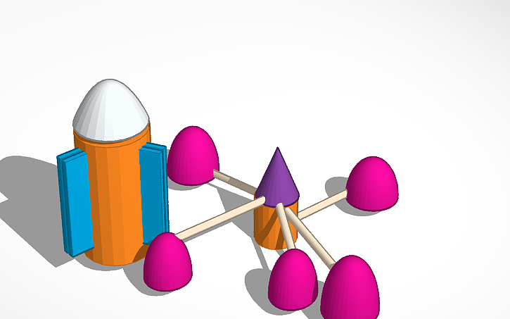 3D design Rocket and base camp | Tinkercad