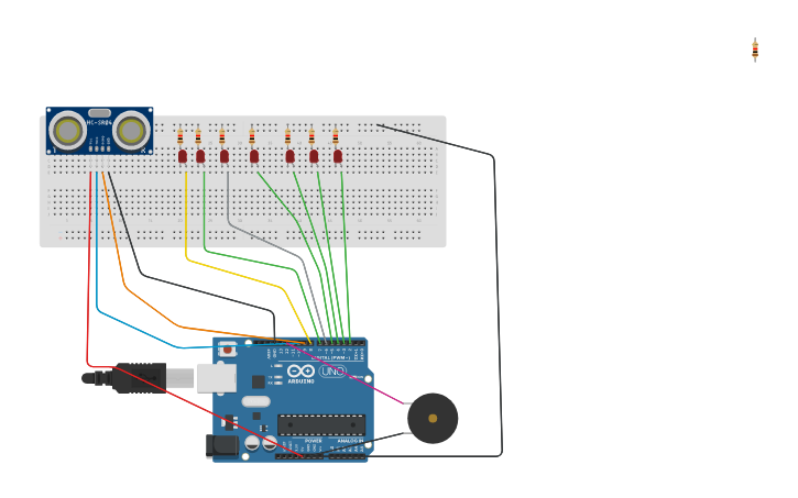 Circuit Design Sonar Distancia Leds Y Bocina Tinkercad