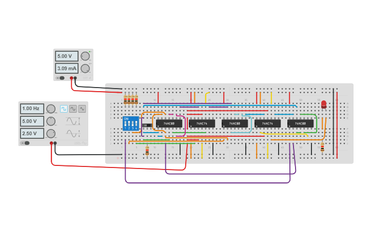 Circuit design PISO | Tinkercad