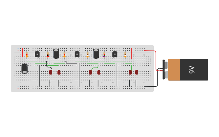 Circuit design Super LED chaser - Tinkercad