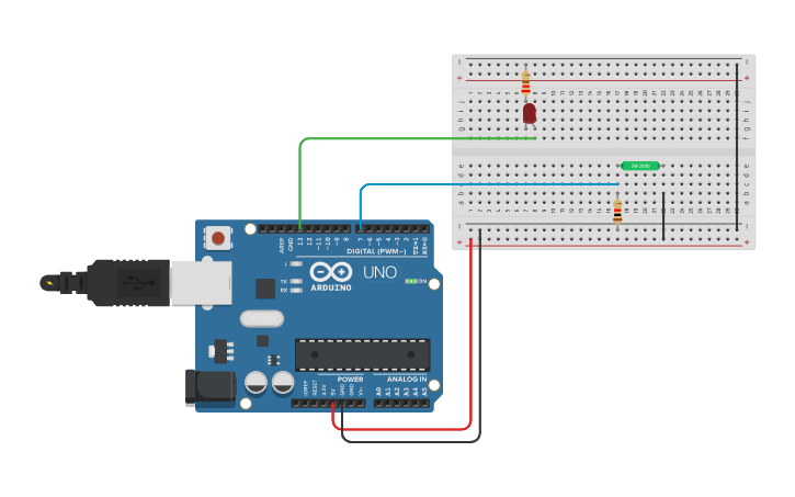 Circuit design 5. Lectura de un sensor de inclinación | Tinkercad