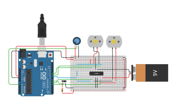 Circuit design Speed control of DC motor - Tinkercad