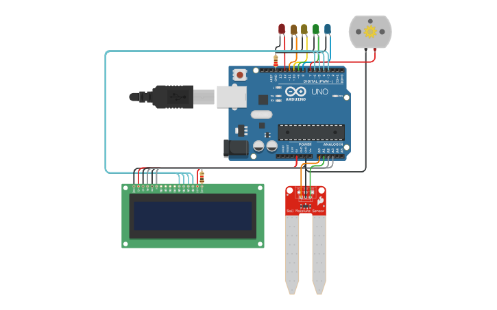 Circuit design Automatic Irrigation - Tinkercad