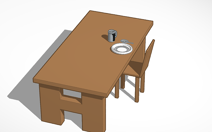 3D design stół - Tinkercad