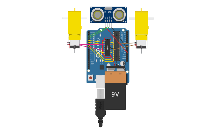 Circuit Design Obstacle Avoiding Robot Tinkercad