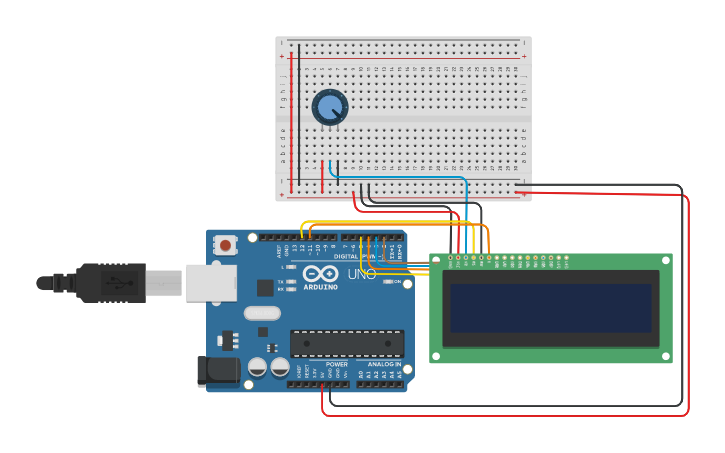 Circuit design Liquid Crystal Display Set cursor | Tinkercad