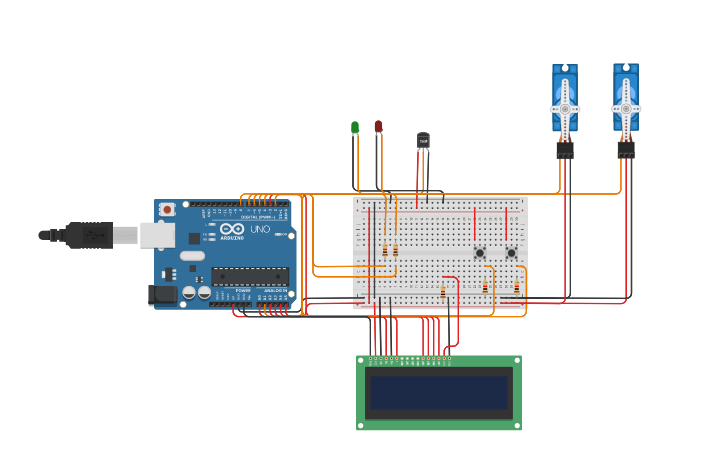 Circuit design AUTO WINDOW WITH TEMPERATURE SENSOR - Tinkercad