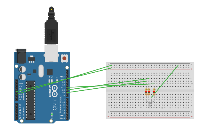 Circuit design LED RGB | Tinkercad