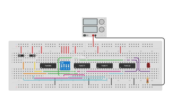 Circuit design 4x1 MUX - Tinkercad