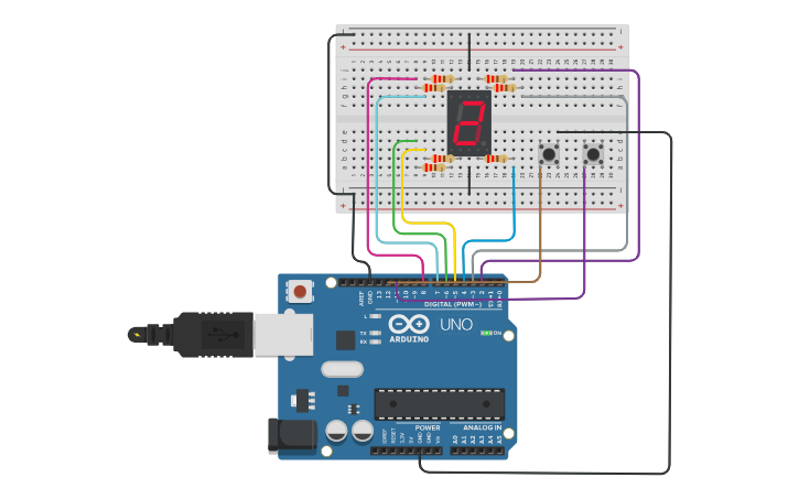 Circuit design Display de 7 Segmentos - Tinkercad Circuit design Display de 7 Segmentos - Tinkercad