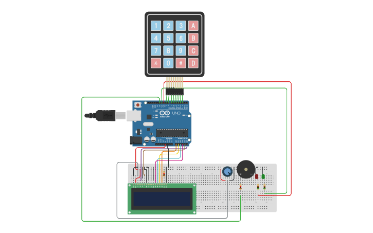 Circuit Design Password Door Lock With Lcd And Buzzer Tinkercad