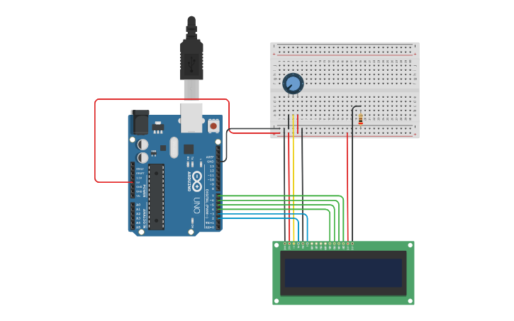 Circuit design Arduino LCD 4Bits Mode - Tinkercad