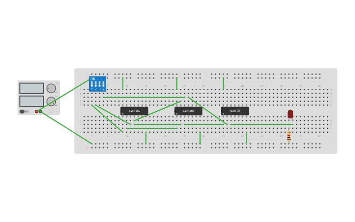 Circuit design K-map(0,1,5) - Tinkercad