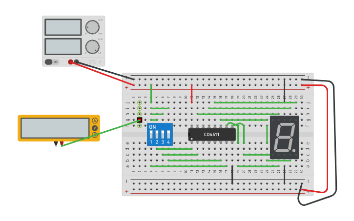 Circuit design ิ7 segment decoder | Tinkercad