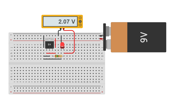 Circuit design Day 3 - Voltage Regulator IC | Tinkercad