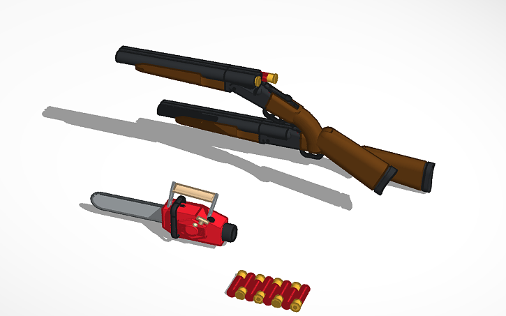 3D design Ash Williams Boomstick and chainsaw - Tinkercad