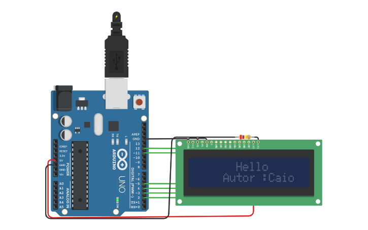Circuit design LCD HELLO | Tinkercad