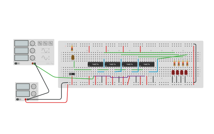 Circuit design RIGHT shift Register | Tinkercad
