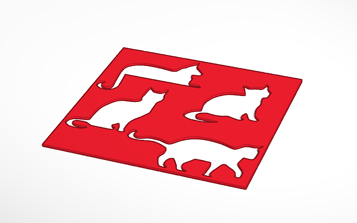 3d Design Cat Stencil Tinkercad